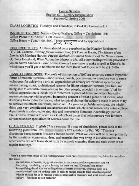 Here's what Prof. David Foster Wallace made his students read | www ...