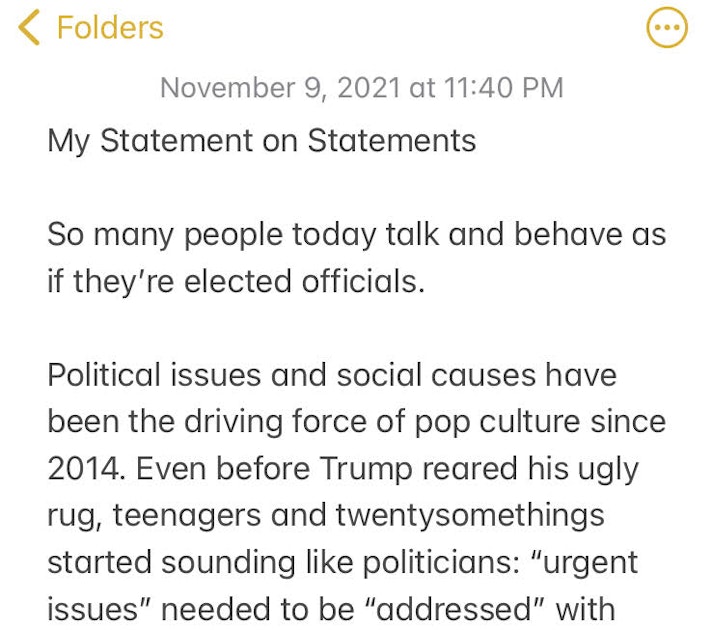 My Statement on Statements | www.splicetoday.com